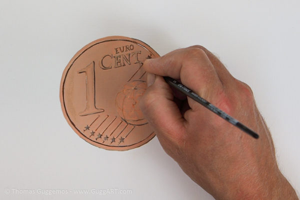 Geld malen mit Acryl - Schrittweise zur Cent-Münze