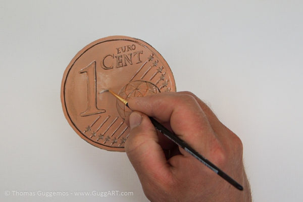 Geld malen mit Acryl - Schrittweise zur Cent-Münze